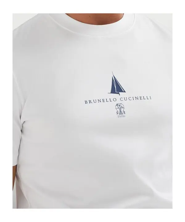 Brunello Cucinelli Logo Printed Crewneck T-shirt