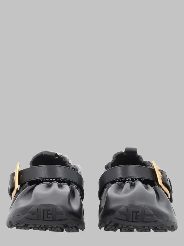 Balmain Anthem Buckle-fastening Ruched Ballet Flats
