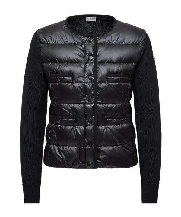 Moncler Logo Patch Quilted Cardigan - Black