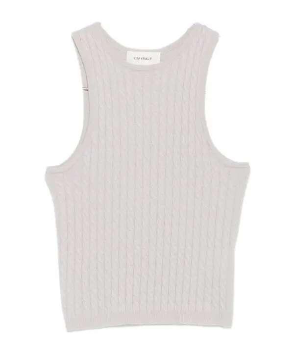 LISA YANG Crew-neck Knit Vest - Seashell Grey