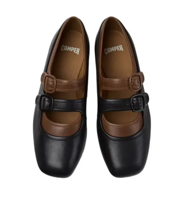 Camper Leather Ballerinas With Buckled Straps