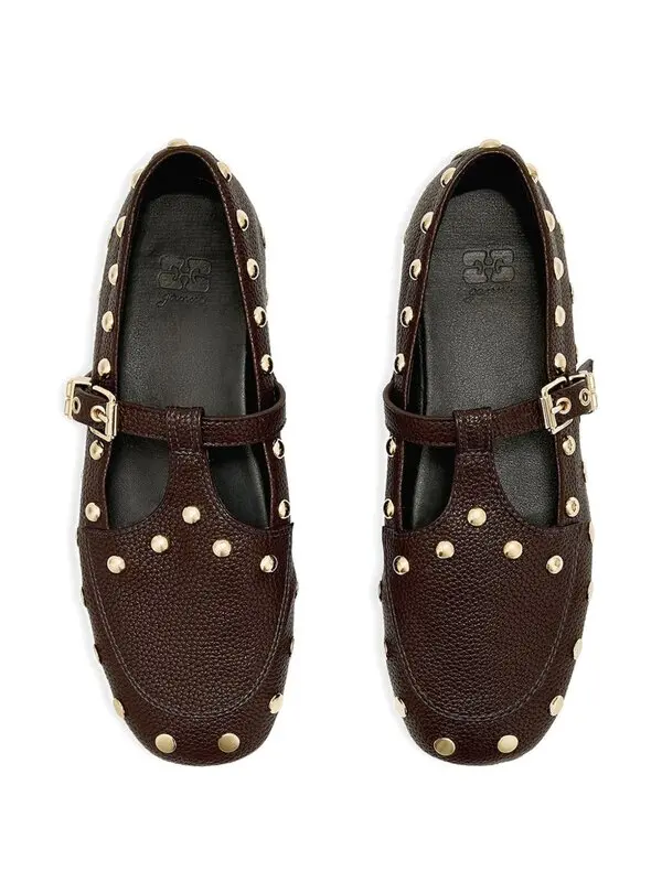 GANNI Mary Jenny Moccasins With Studs - Black