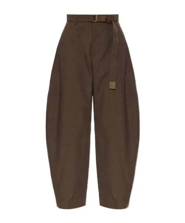 Sacai Casual Trousers With Belt Loops - Brown