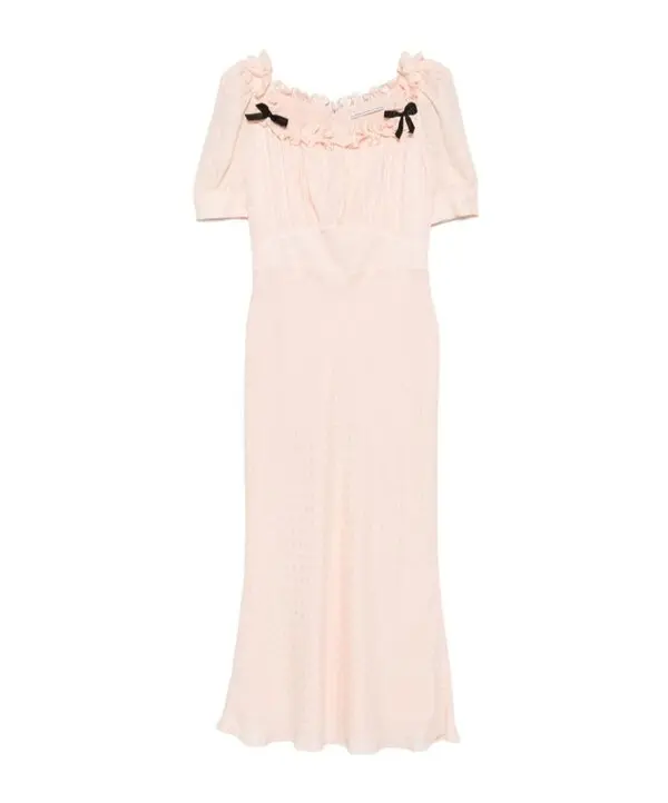Alessandra Rich Ruffled Silk-jacquard Midi Dress - Light Pink