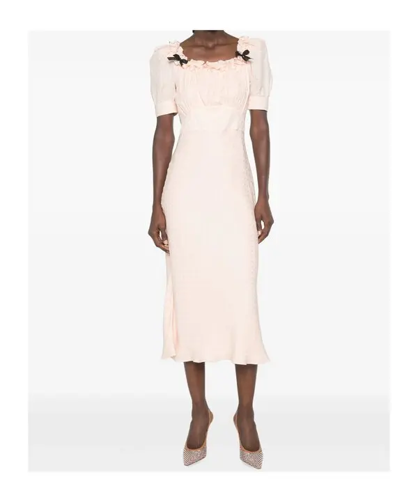 Alessandra Rich Ruffled Silk-jacquard Midi Dress