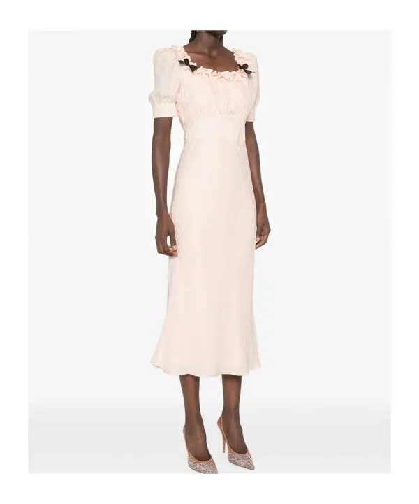 Alessandra Rich Ruffled Silk-jacquard Midi Dress