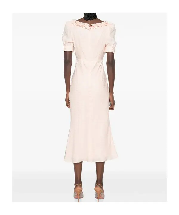 Alessandra Rich Ruffled Silk-jacquard Midi Dress