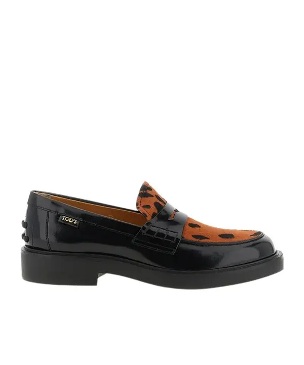 TOD'S Animal-print Gommini Loafers - Black