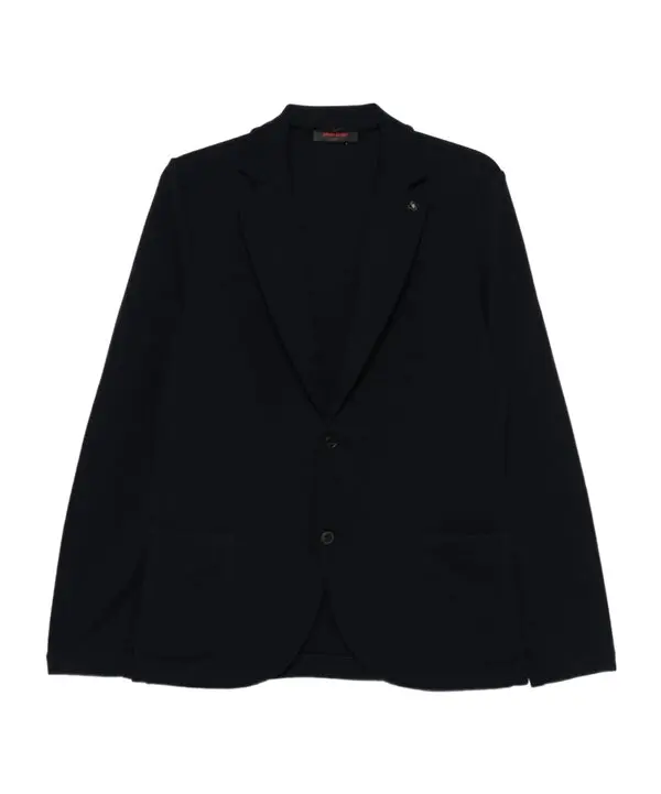 GRAN SASSO Patch-pocket Wool Blazer - Navy