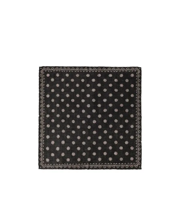 Brunello Cucinelli Printed Silk Pocket Square - Black