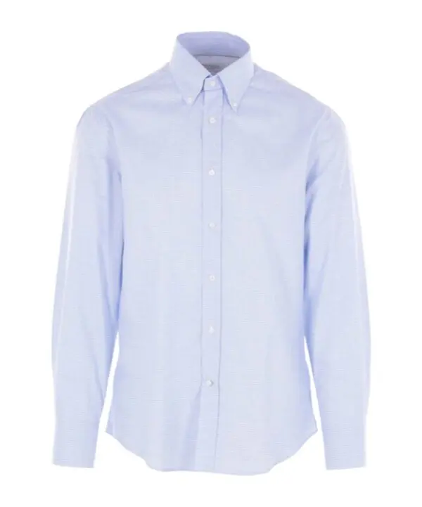 Brunello Cucinelli Striped Curved Hem Shirt - White