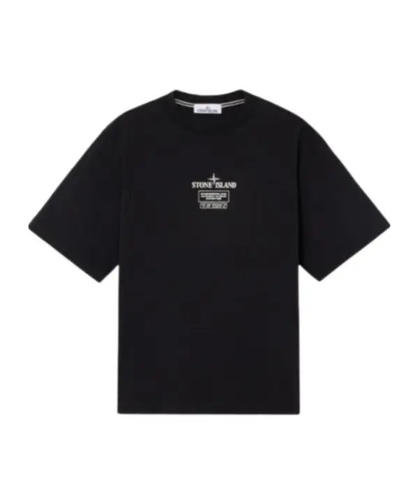 Stone Island Logo Printed Crewneck T-shirt - Black