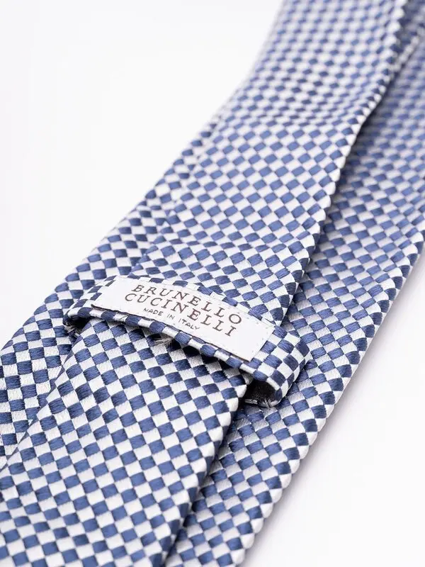 Brunello Cucinelli Checkerboard-patterned Silk Tie