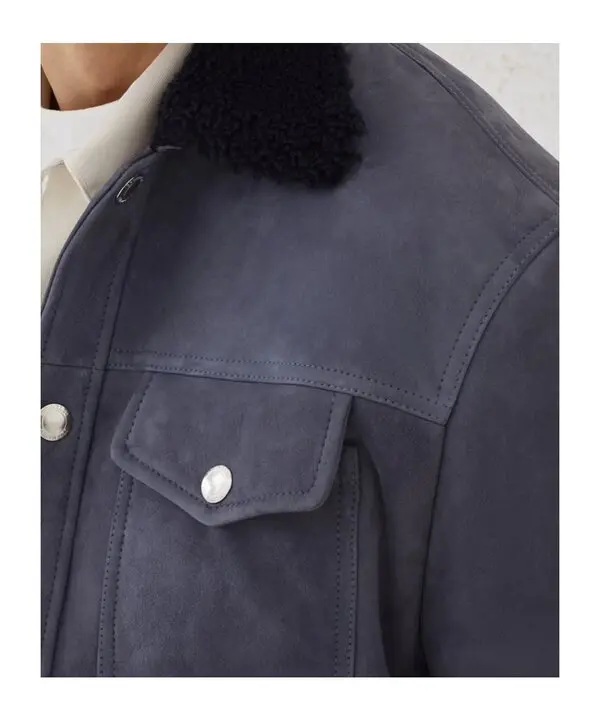Brunello Cucinelli Shearling-collar Flap-pocket Jacket