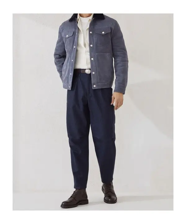 Brunello Cucinelli Shearling-collar Flap-pocket Jacket