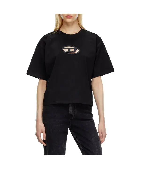 DIESEL® Boxy T-shirt With Oval D-logo