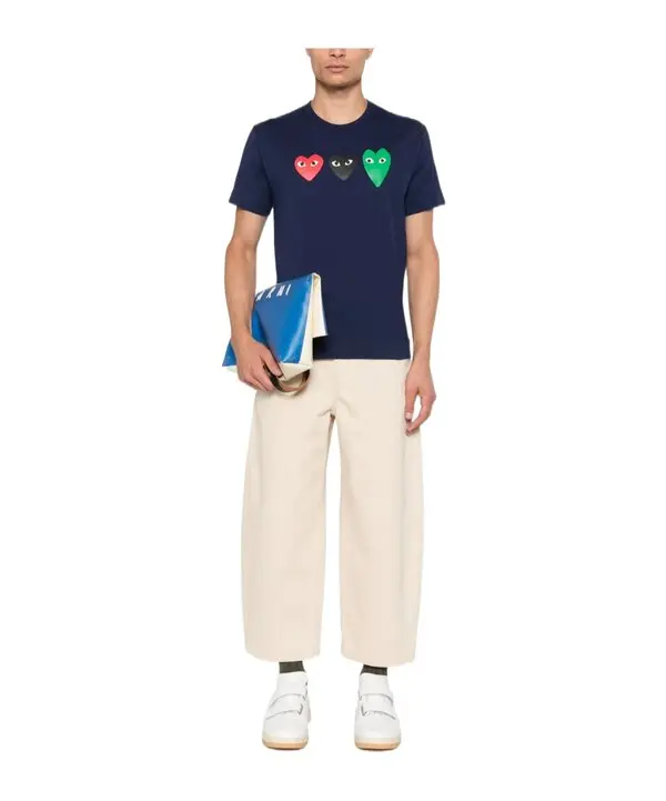 Play Comme Des Garcon Heart Print T-shirt - Blue