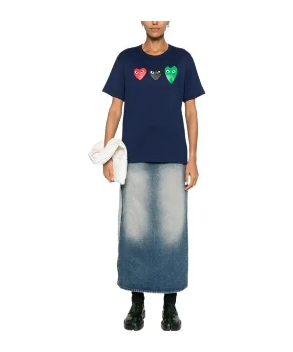 Play Comme Des Garcon Heart Print T-shirt - Blue