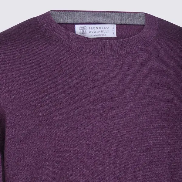 Brunello Cucinelli Crewneck Ribbed Knit Sweater - Purple