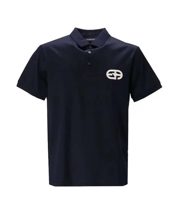 Emporio Armani Logo Patch Short-sleeved Polo Shirt - Navy Blue