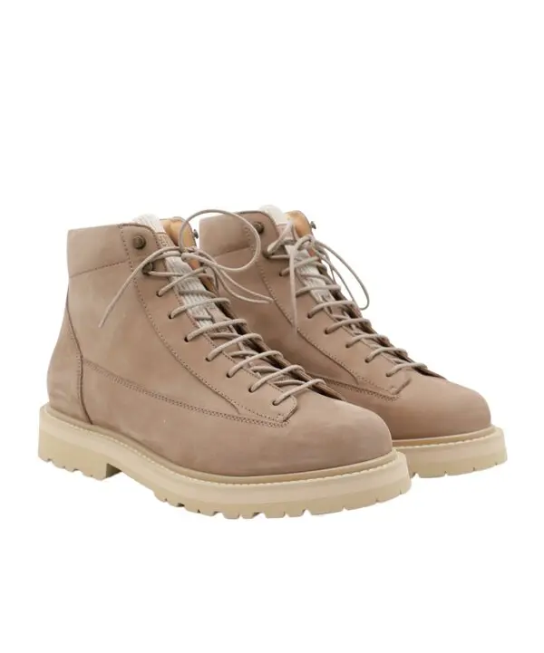 Brunello Cucinelli Logo Patch Lace-up Ankle Boots