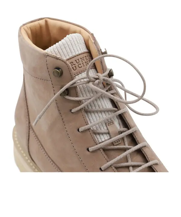 Brunello Cucinelli Logo Patch Lace-up Ankle Boots
