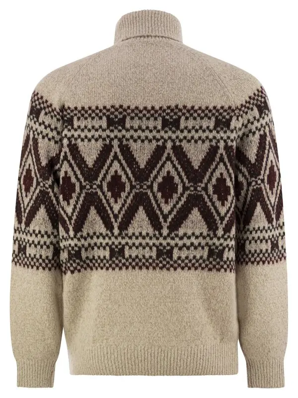 Brunello Cucinelli Geometric Jacquard Turtleneck Jumper