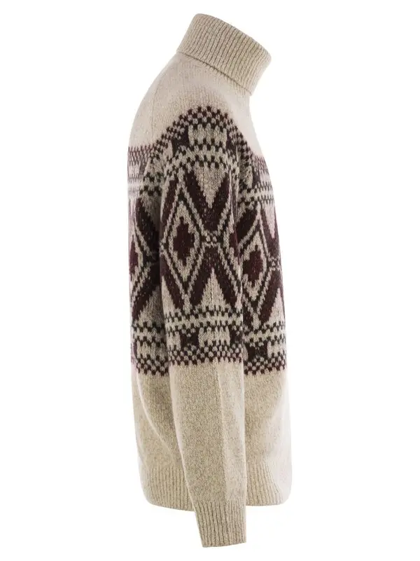 Brunello Cucinelli Geometric Jacquard Turtleneck Jumper