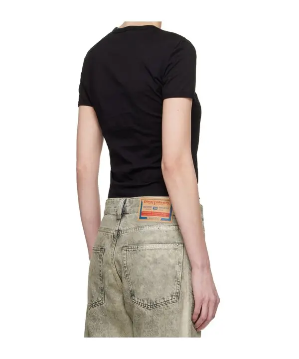 DIESEL® T-uncutie-long-d" Embroidered D Patch T-shirt - Black