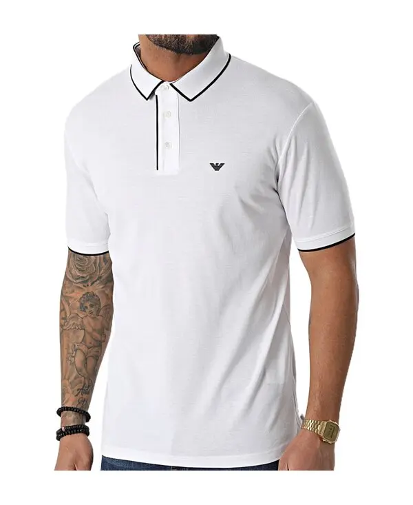 Emporio Armani Logo Short-sleeved Polo Shirt - White