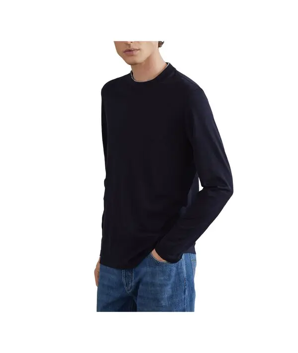Brunello Cucinelli Contrasting-trim Long-sleeved T-shirt - Black