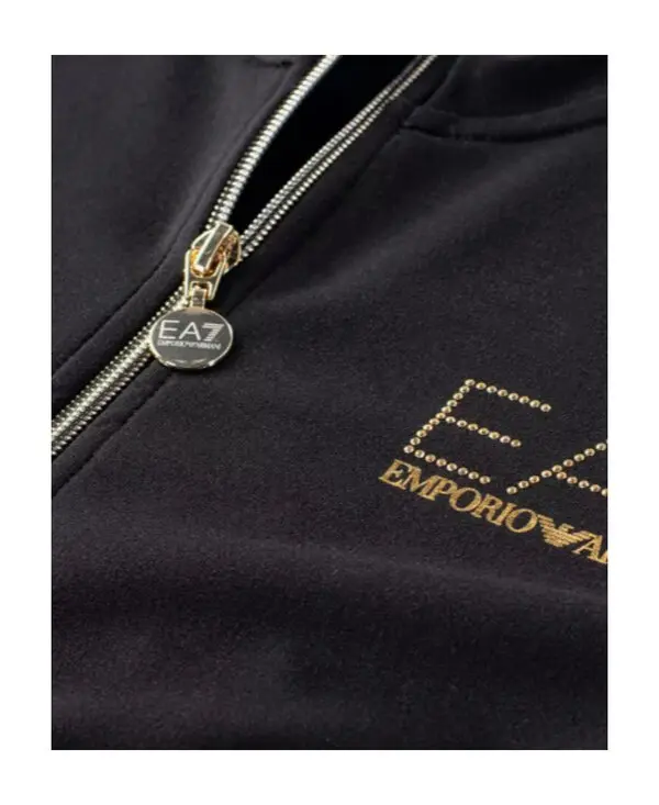 EA7 Logo Embellished Zip Up Track Jacket