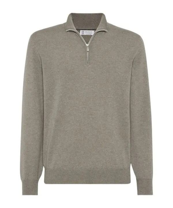 Brunello Cucinelli Quarter Zip Polo" Knit Shirt - No