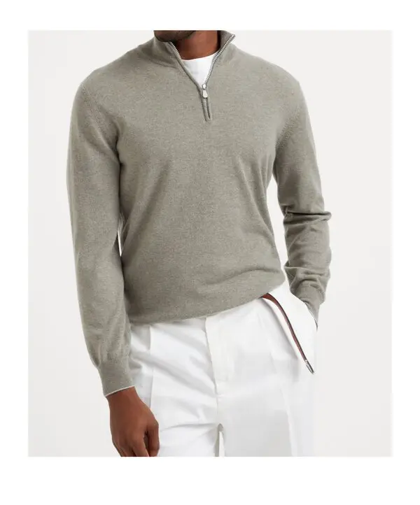 Brunello Cucinelli Quarter Zip Polo" Knit Shirt - No