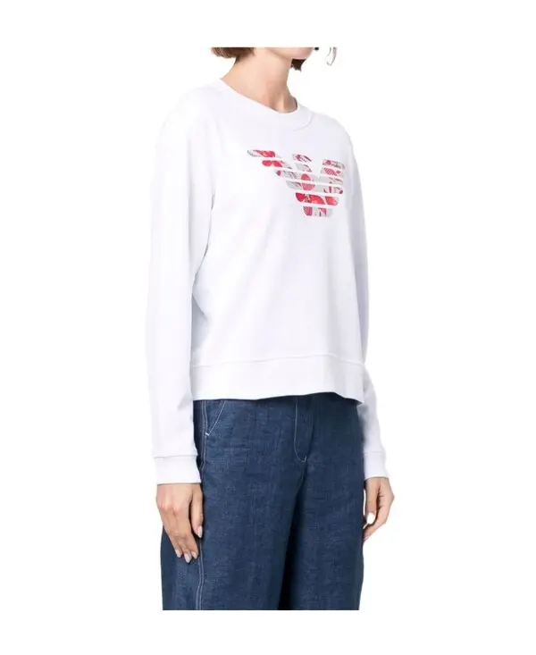 Emporio Armani Floral Logo-print Sweatshirt - White