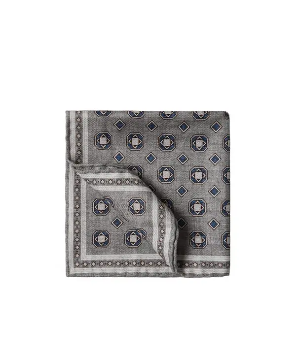 Brunello Cucinelli Geometric Printed Finished Edge Scarf - Gray