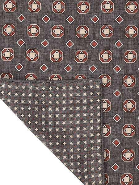 Brunello Cucinelli Logo Patch Graphic Printed Pocket Square - Black