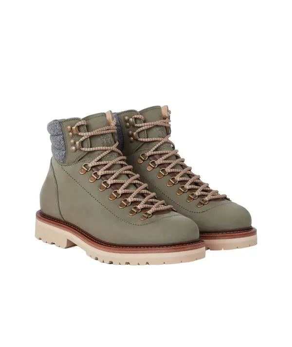 Brunello Cucinelli Round Toe Lace-up Boots - Green