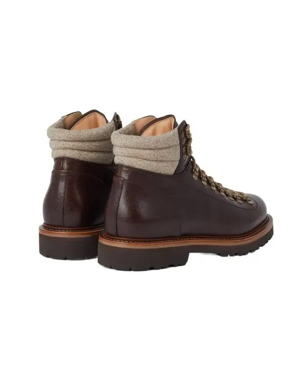Brunello Cucinelli Round Toe Lace-up Ankle Boots