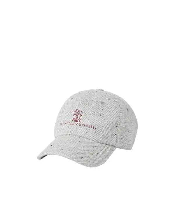 Brunello Cucinelli Chevron Embroidered Baseball Cap - White