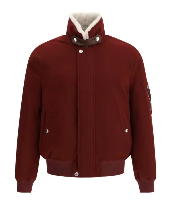 Brunello Cucinelli Sherpa-collar Bomber Jacket - Amaranth Red