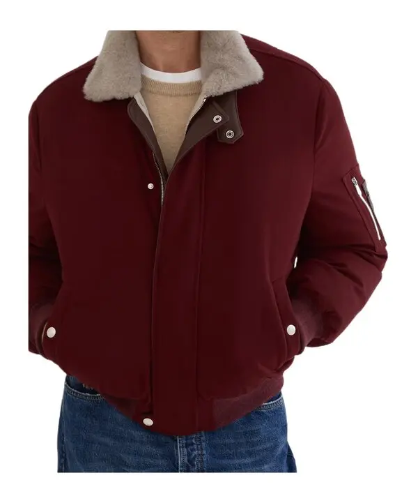 Brunello Cucinelli Sherpa-collar Bomber Jacket - Amaranth