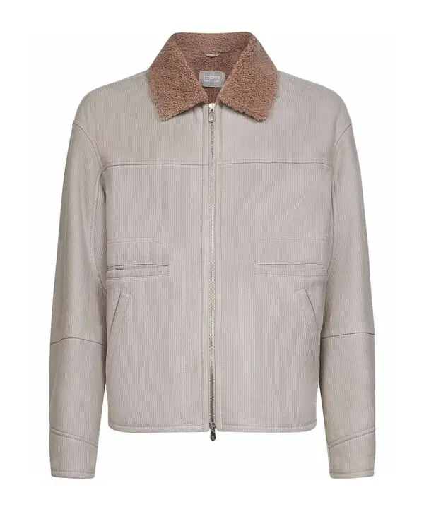 Brunello Cucinelli Long Sleeved Zip-up Jacket - Gray