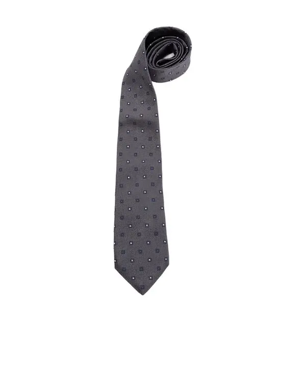 Brunello Cucinelli Squared Motif Embroidered Tie - Black