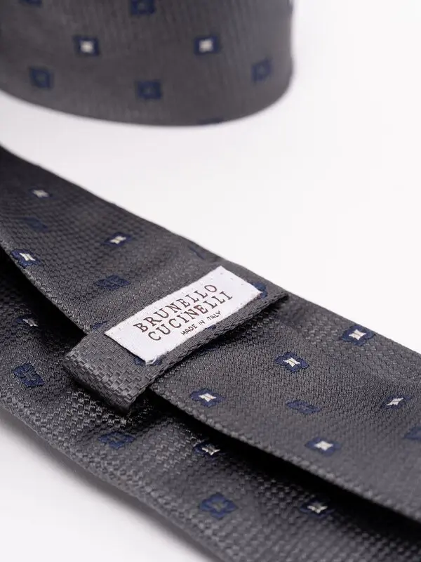 Brunello Cucinelli Squared Motif Embroidered Tie