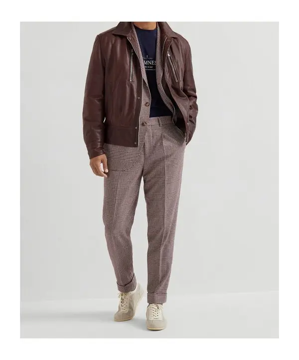 Brunello Cucinelli Collared Leather Biker Jacket