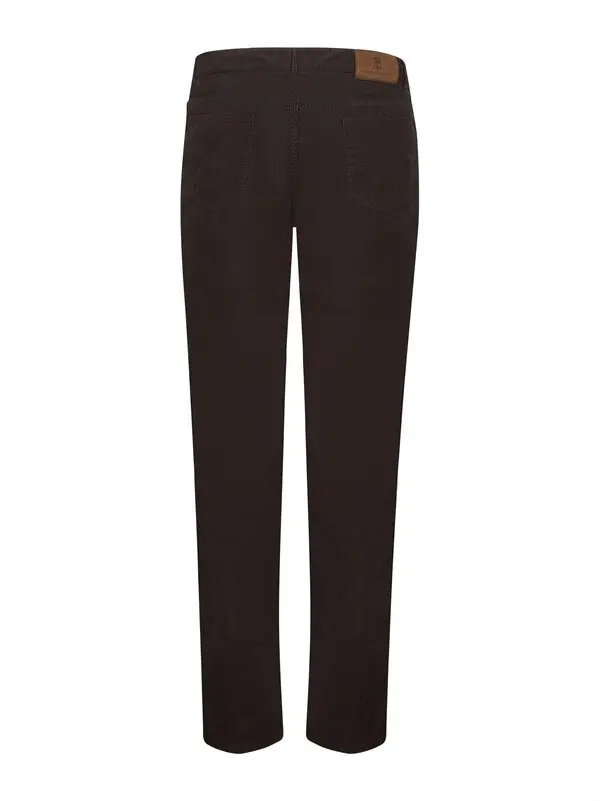 Brunello Cucinelli Logo Patch Straight Leg Trousers