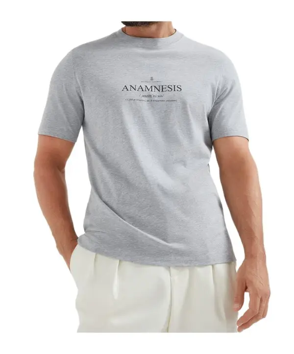 Brunello Cucinelli Logo Printed Crewneck T-shirt - Grey