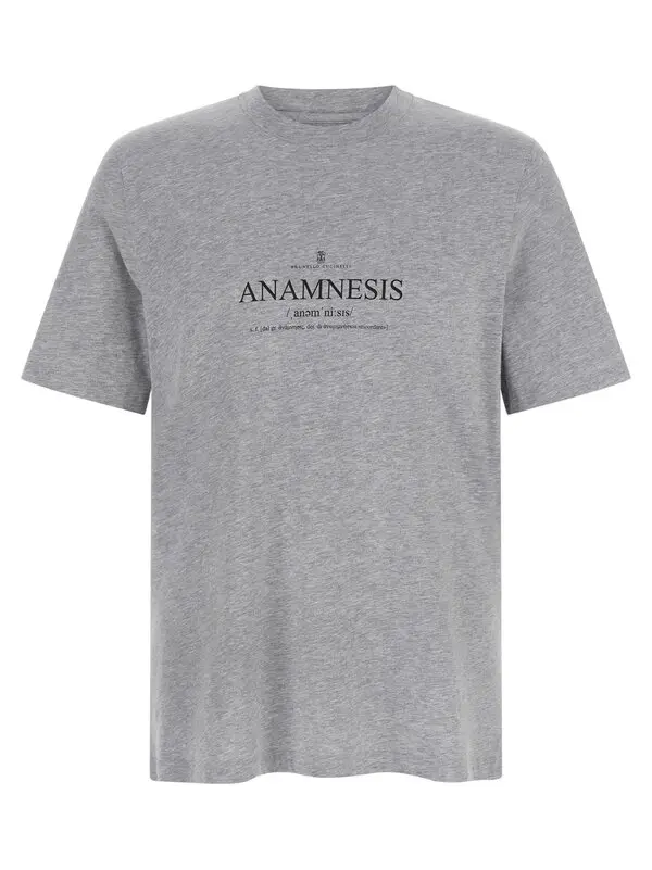 Brunello Cucinelli Logo Printed Crewneck T-shirt - Grey