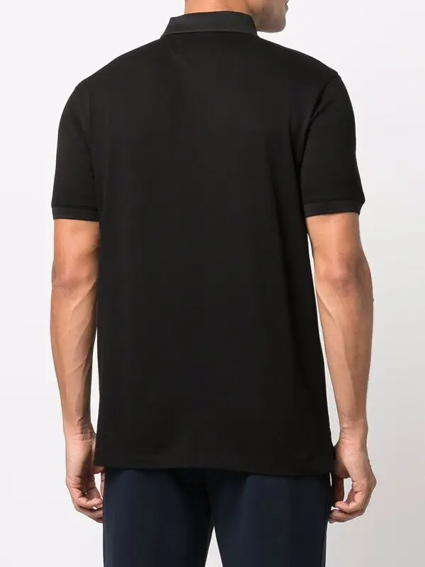 Emporio Armani Micro Eagle Mercerised Pique Polo Shirt - Black